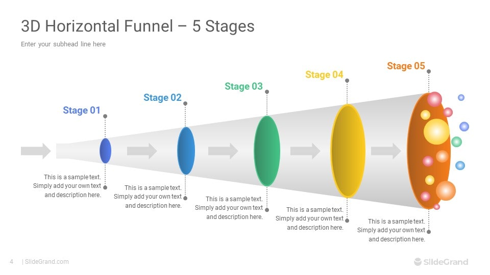 3D Horizontal Funnel Infographics PowerPoint Template Designs - SlideGrand
