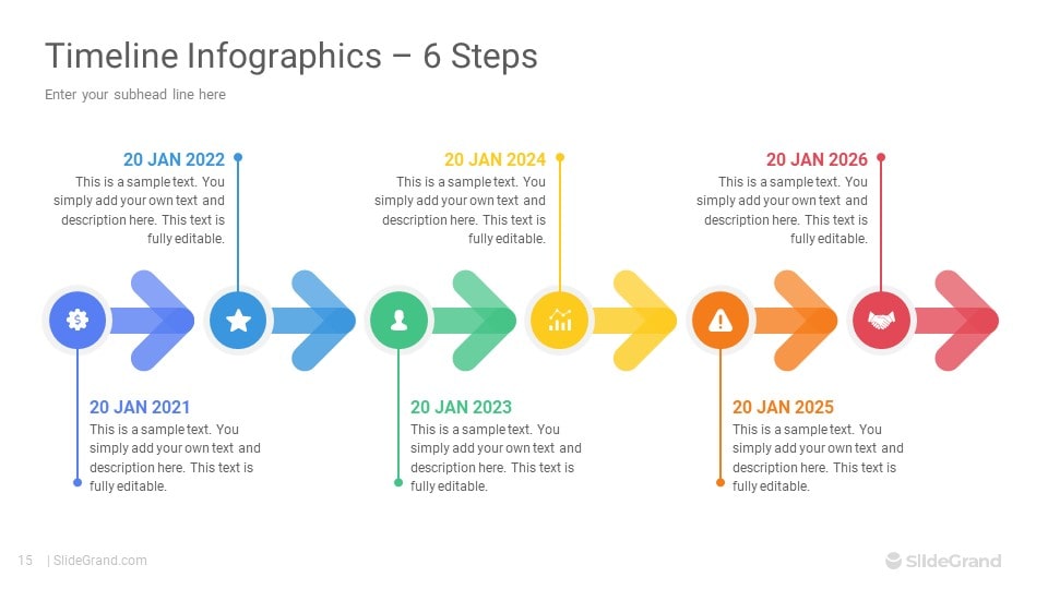 6 Steps Timeline Infographics PowerPoint Template Designs - SlideGrand