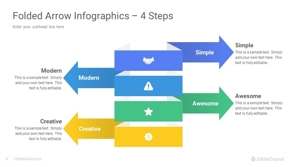 Folded Arrow Infographics PowerPoint Template Designs - SlideGrand