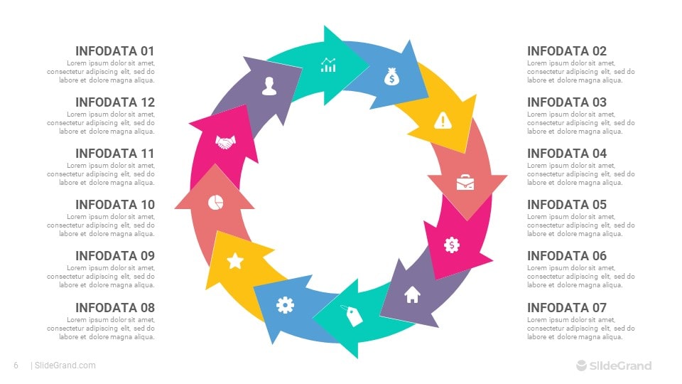 12 Steps Cycle Infographics PowerPoint Template Designs - SlideGrand