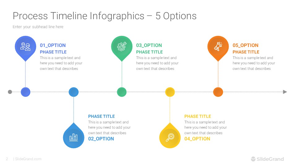 5 Steps Process Timeline Infographics PowerPoint Template Designs - SlideGrand