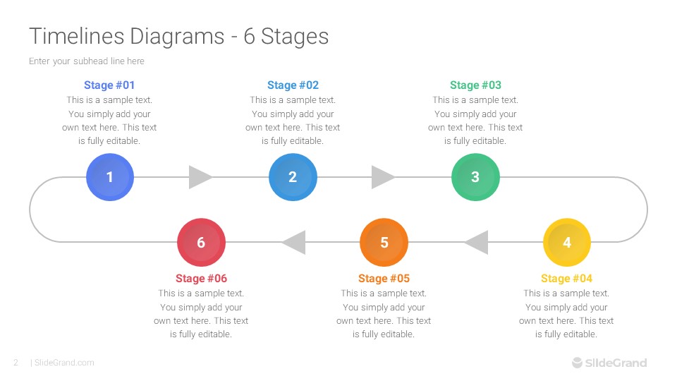 6 Stages Timeline Diagrams PowerPoint Template Designs - SlideGrand