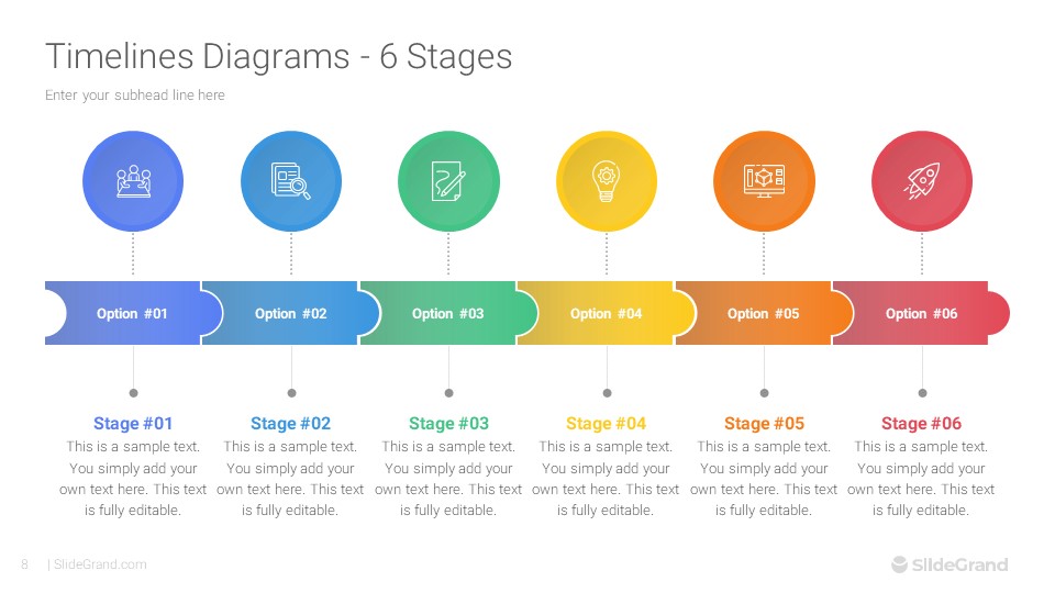 6 Stages Timeline Diagrams PowerPoint Template Designs - SlideGrand