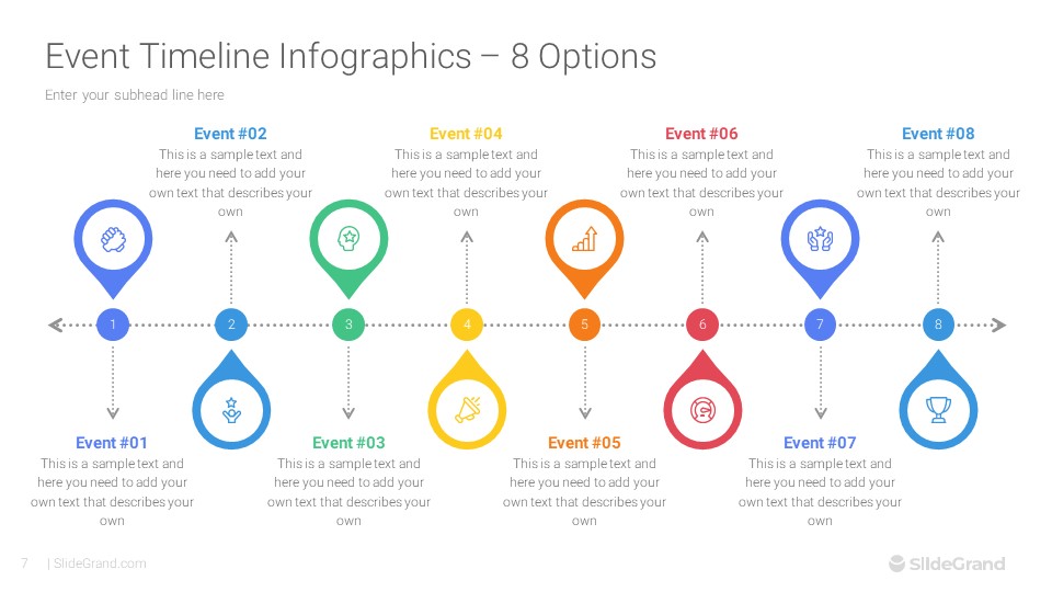 8 Events Timeline Infographics PowerPoint Template Designs - SlideGrand