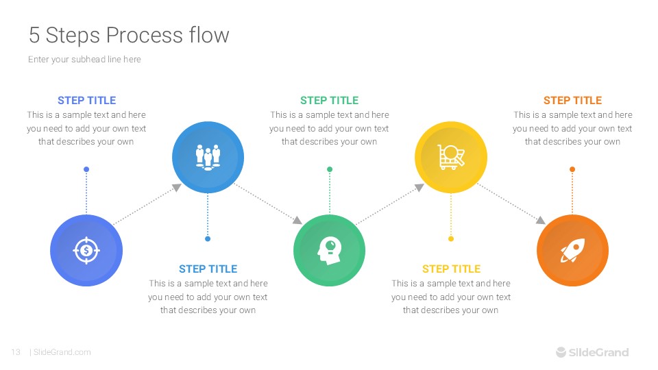 5 Steps Process flow PowerPoint Template Designs - SlideGrand