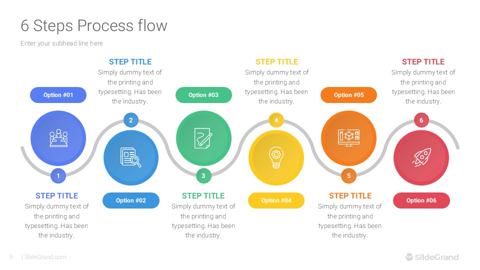 6 Steps Process flow PowerPoint Template Designs - SlideGrand