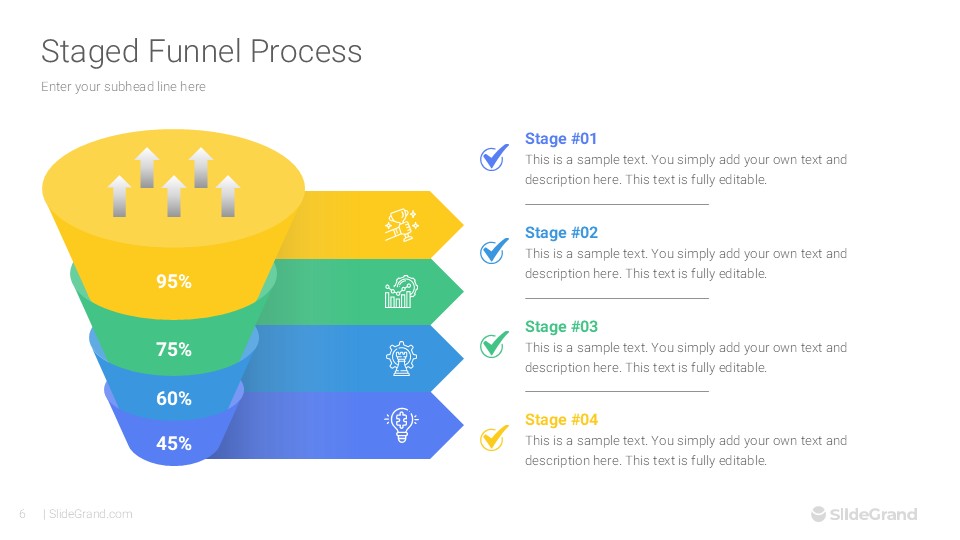 Staged Funnel Process PowerPoint Template Designs - SlideGrand